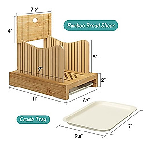 Bamboo Bread Slicer for Homemade Bread,Adjustable Width Bread Slicing Guides. Sturdy Wooden Bread Cutting Board. Makes Cutting Bagels or Even Bread Slices Easy
