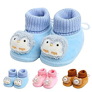 Lykmera Winter Socks Shoes for Baby Children Toddler Boys Girls Floor Shoes Warm Cute Cartoon Bunny Penguins Socks Shoes (C, 12-18 Months)