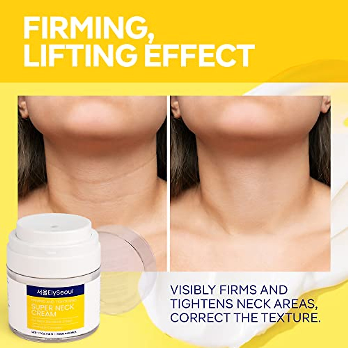 Korean Skin Care Neck Cream, Skin Tightening Cream, Neck Firming Cream Improves Skin Elasticity and Reduce Neck Lines, Anti Aging Moisturizer for Neck & Décolleté - Day & Night Skin Firming and Tightening Lotion 1.7 FL OZ