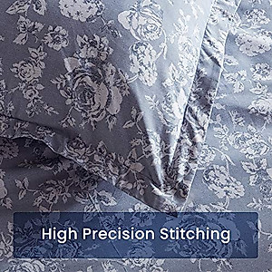 SLEEP ZONE Bedding Duvet Cover Sets Printed Pattern Elegant Peony 120gsm Ultra Soft Zipper Closure Corner Ties, Blue, King (104x90 inch | 2 Pillow Shams)