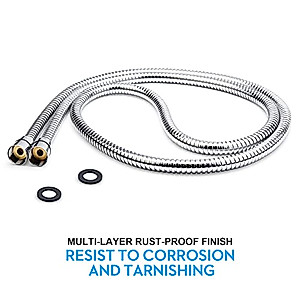 Blissland Shower Hose, 79 Inches Extra Long Stainless Steel Handheld Shower Head Hose with Brass Insert and Nut - Durable and Flexible(Chrome)