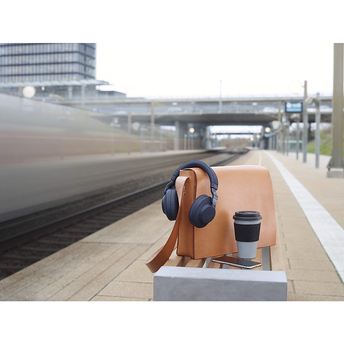 Jabra Elite 85H Wireless Noise-Canceling Headphones, Navy – Over Ear Bluetooth Headphones Compatible with iPhone and Android - Built-in Microphone, Long Battery Life - Rain and Water Resistant