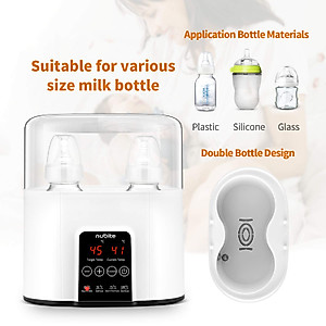 Baby Bottle Warmer, Fast Milk Warmer for Breastmilk Formula, Baby Food Steamer, Fits 2 Bottles, Accurate Temperature Control, with Defrost, Steam Water Boiler, Heat Baby Food Jars Function