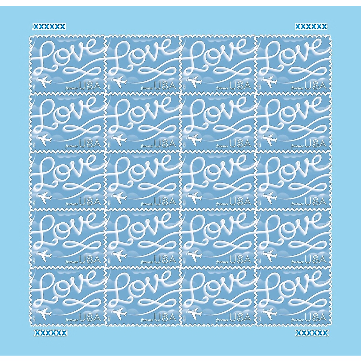 2017 Love Skywriting Wedding Sheet of 20 Forever Stamps Scott 5155