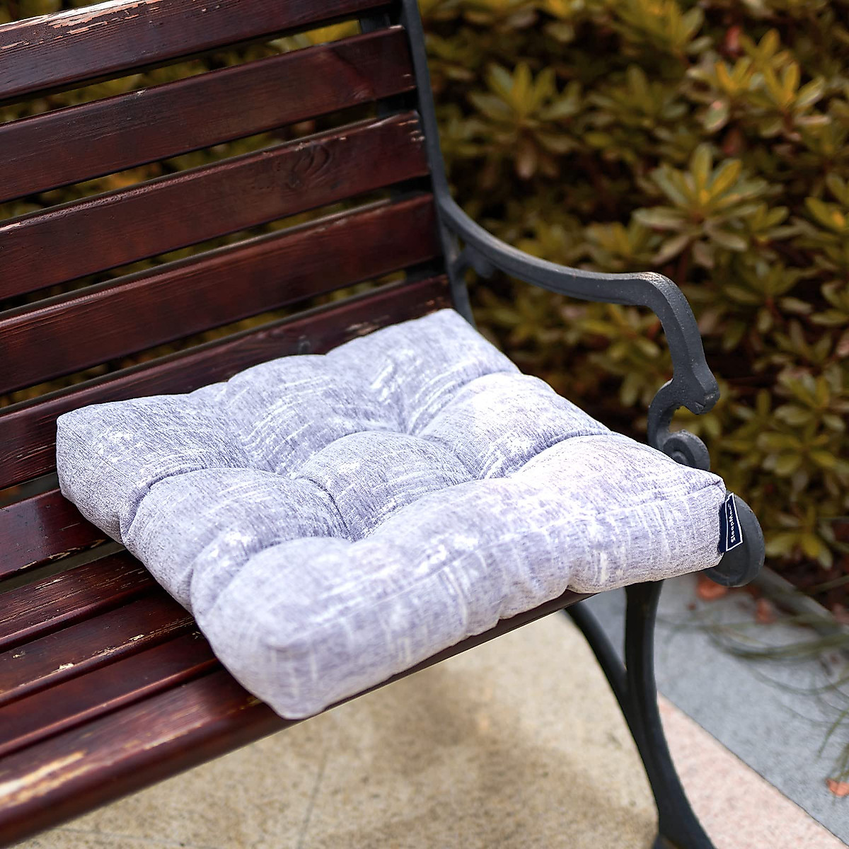 SleepMan Chair Pad Seat Cushion, Outdoor/Indoor, Non-Skid Backing, Durable Fabric, Comfort and Softness, Home Decor Floor Tufted Cushion Pet Pad, Washable, 15.7 x 15.7 Inches (Grey, Set of 2)