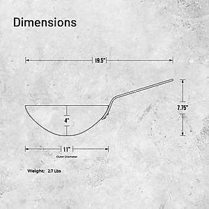 de Buyer MINERAL B Carbon Steel Wok Pan - 11” - Ideal for Steaming, Stir Frying & Deep Frying - Naturally Nonstick - Made in France