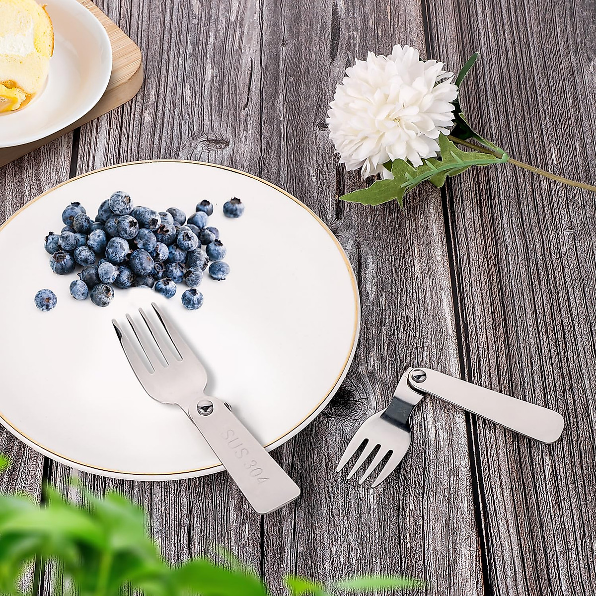 2pcs Replacement Fork for Thermos, Stainless Steel Foldable Folding Portable Serving Forks Compatible with Thermos Funtainer 10oz Food Jar for Outdoors Picnic Travel Tableware