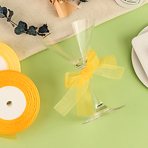 1 inch Yellow Organza Ribbon for Gift Wrapping,100 Yard Craft Sheer Chiffon Ribbon for Gift Wrapping,Bouquet Wrapping,Wedding Decoration,All Crafting and Sewing