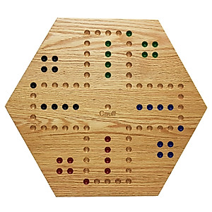 Solid Oak Double Sided Marble Board Game Hand Painted by Cauff (20 inch)
