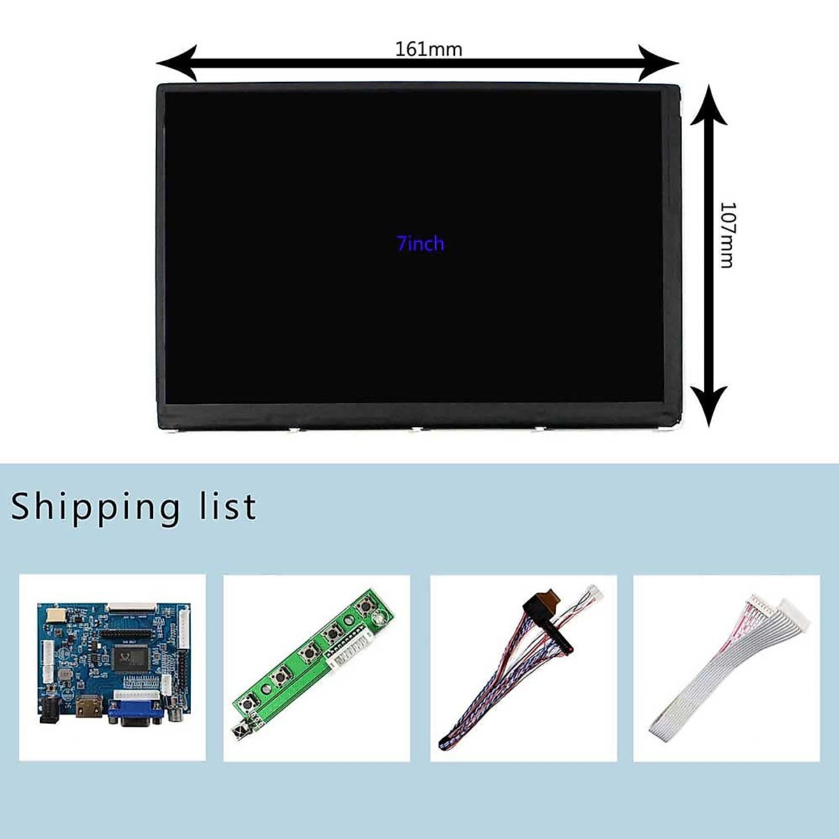 VSDISPLAY 7'' 1280x800 IPS Display Screen N070ICG-LD1 with HD-MI VGA 2AV LCD Driver and 12Vdc 2A Power Adapter Supply US Plug with 5.5x2.1mm/3.5x1.35 mm Port