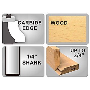 KOWOOD Router bit, 3/4” Cutting Height, 45 Degree Lock Miter Router Bit 1/4 Inch Shank…
