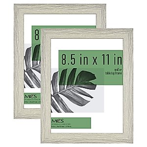 MCS Studio Gallery 8.5x11 Picture Frame Gray Woodgrain, Rectangle Photo Frame for Photos, Posters & Art Prints & Easel for Tapletop Display (2-Pack)