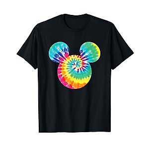Disney Mickey Mouse Icon Rainbow Tie-Dye Short Sleeve T-Shirt