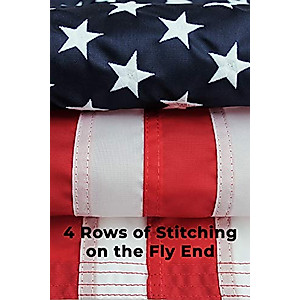 2x3 Ft American Flag | 100% Made in USA | US Flag in Heavy Duty Outdoor Nylon - UV Fade Resistant - Premium Embroidered Stars, Sewn Stripes, and Brass Grommets (2 x 3 Foot)