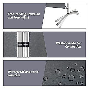 Maxhonor 3 Panels Room Divider 6 FT Tall Weave Material Room Divider, Double Hinged Folding Privacy Screens, Freestanding Room Dividers, Grey