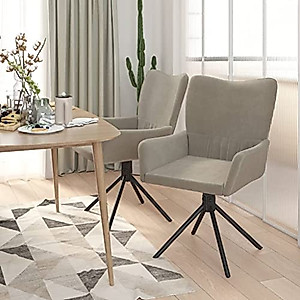 vidaXL Modern Swivel Dining Chairs - 2 pcs Set in Elegant Light Gray Velvet, Comfortably Padded with Foam, Features 100% Polyester Material for Durability
