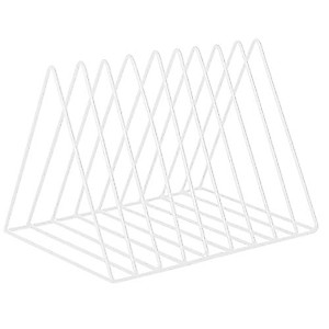 Cq acrylic Triangle File Folder Racks and Magazine Holder,10 Lattice Metal Newspaper Holder Magazine File Storage for Office Home Decoration,White