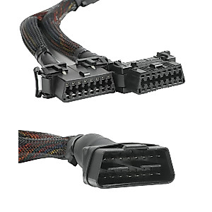 SUJADE YAKEFLY 1FT Thick Wire Underdash Splitter Cable,OBDII 16 Pin Splitter Extension,16pins Male 1 to 2 Female Splitter Y Cable 20awg Thick Wire Underdash Splitter Cable,Fits for Most Cars