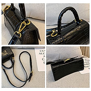 UPINRUN Women's Shoulder Bag Crossbody Tote Bag Crocodile Print handbags purses for women (Black)