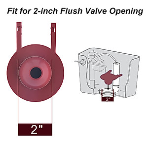 Toilet Flapper Replacement Kit, 2-inch Toilet Stopper Flush Valve Seal Compatible with American Standard Toilet, Long-Lasting Rubber Seal Flapper with Stainless Steel Chain-Red(Pack of 2)