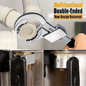 YWHWLX Universal Adjustable Double-Ended Wrench, Multifunctional Adjustable Wrench with 3 Card Slots for Toilet Bowl Bathroom Kitchen Plumbing Pipe Disassembly & Assembly Water Pipe Repair Wrench Set