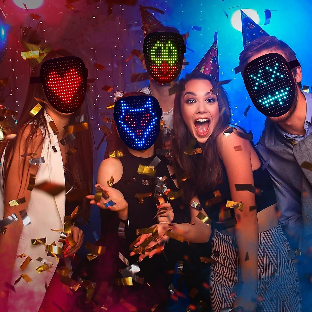 ORWINE LED Mask, Light Up Mask with Gesture Sensing, Unisex LED Lighted Face Transforming Mask for Festival Dj Cosplay Halloween Costume Masquerade Parties Christmas Gifts for Kids