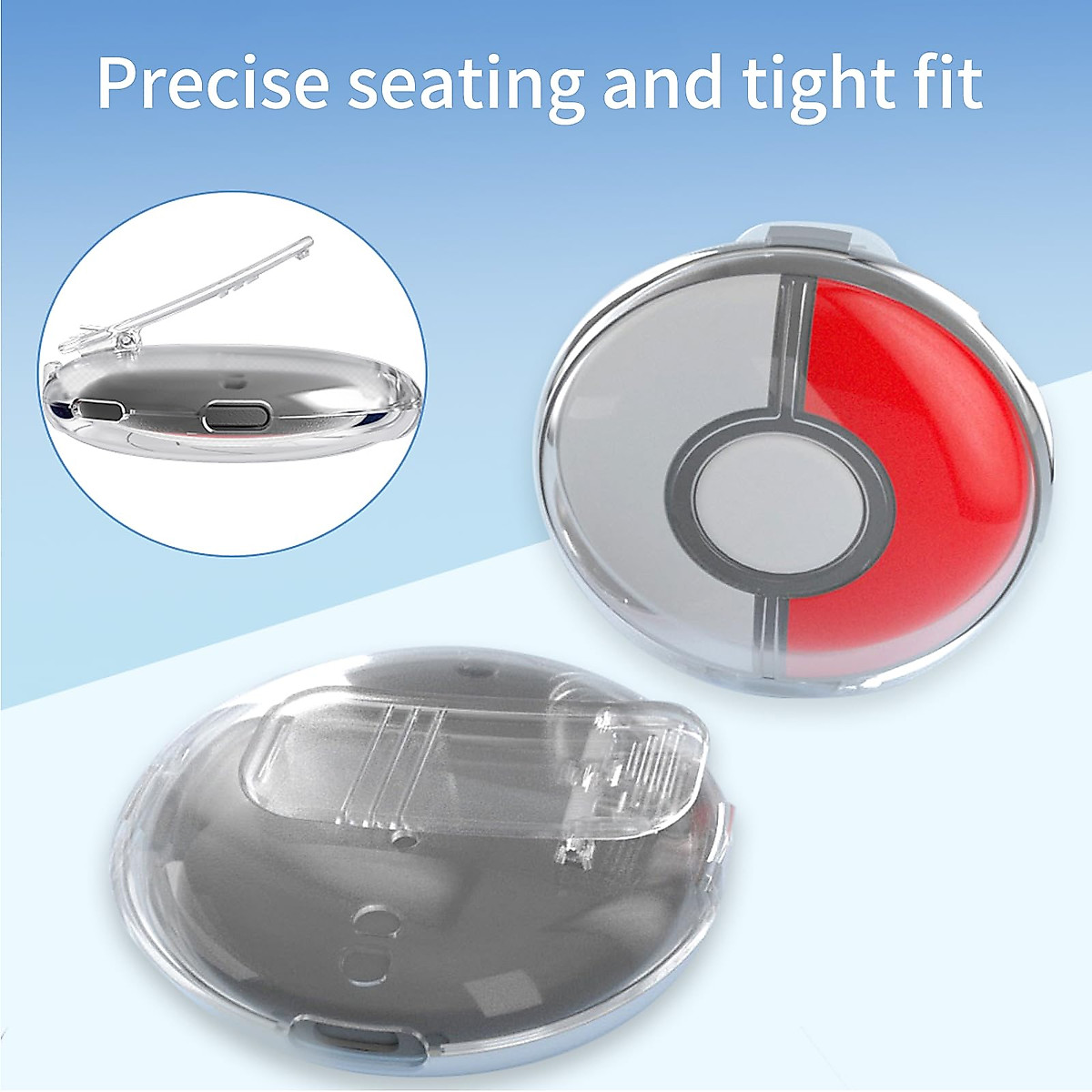 Teyomi 2 in 1 Carrying Case for Pokémon GO Plus + 2023 with Carabiner, Clear Hard Case for Pokemon Go Plus Plus with Clip, Protective Shockproof Hardshell Portable Organizer with Hand Strap(Black)