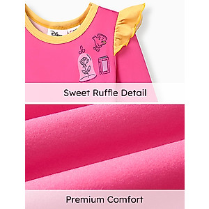 Disney Princess Dresses for Girls Belle Dress A Line Character Print Toddler Dress Toddler Girl Ruffle Long-Sleeve Fall Dress, Pink Dress 5-6 Years