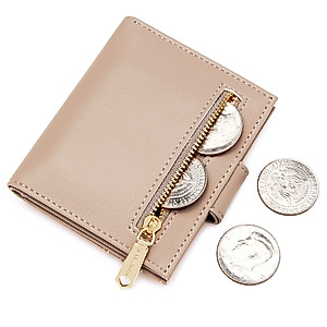 GEEAD Small Wallets for Women Slim Bifold Credit Card Holder Minimalist Zipper Coin Pocket
