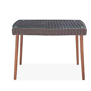 Athens All-Weather Wicker Outdoor 26" H Cocktail Table with Glass Top