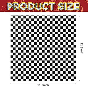48 Pack Red Oval Fast Food Basket and 200 Pack Black Checkered Deli Liner Set 8.9 x 5.7 x 1.8 Inch Retro Style Plastic Food Baskets for Serving Burger Chip Food Baskets for Home, Restaurants, Picnic