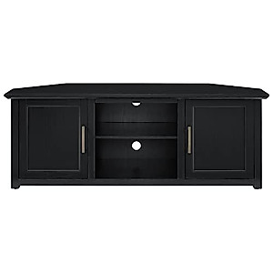 Crosley Furniture Camden Corner TV Stand for 65+ inch TVs, Entertainment Center with Storage Shelves, Black