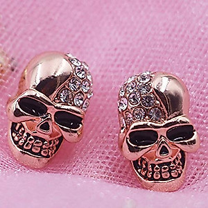 U-M pulabo Cubic Zirconia Skull Stud Earrings,Gold Adorable Quality and Durable Beautiful
