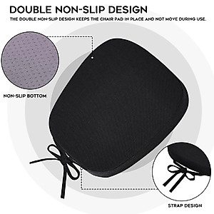 baibu 14x14 Inches Metal Chairs Cushions with Ties Set of 4, Non-Slip Metal Dining Chair Pads Kitchen Chair Cushions with Machine Washable Cover - 4 Cushions Only (Black, 14x14x1.5in)