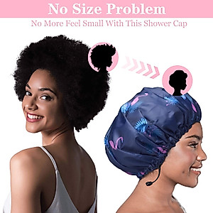 3 Pack Extra Large Double Layer Adjustable Shower Caps for Women, Waterproof Exterior & EVA Lining, Oversized Design for All Hair Lengths