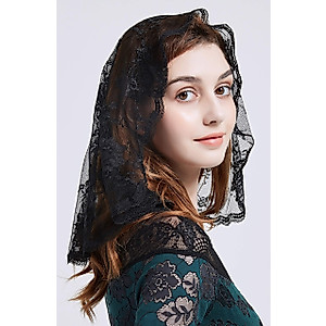 Lace Church Veil Headcovering Latin Mass (Elegant Black)