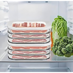Sufeasdf Bacon Storage Container For Fridge,Deli Storage,Stackable Lunch Meat Storage,Ham And Cheese Container For Fridge-Cold Storage With Lid. (White B 8.8 * 6.3 * 3.4)