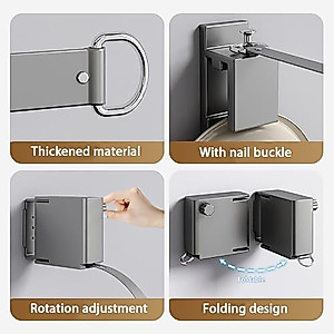 POMAMZ Retractable Clothesline Indoor,13.78 Feet TPU Retracting Clothes Line,Portable Heavy Duty Outdoor Washing Line,Wall Mounted Drying Rack Clothing Line - Easy Installation (Grey)