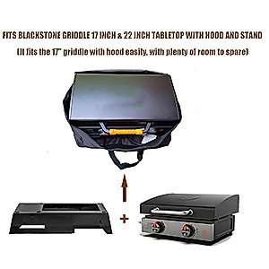 Tabletop Griddle Carry Bag for Blackstone Griddle 22'' & 17'' Tabletop w/ Hood & Stand, 5035 Blackstone 22'' Portable Griddle Carry Bag, Heavy Duty Waterproof Blackstone Cover Accessories Replacement