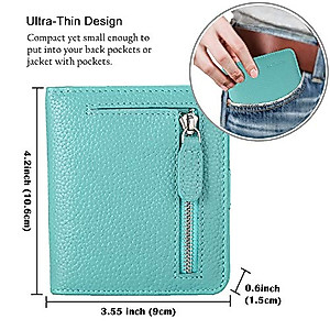 FUNTOR Small Wallets for Women, Ladies Small Compact Bifold Pocket RFID Blocking Genuine Leather Wallet for Women