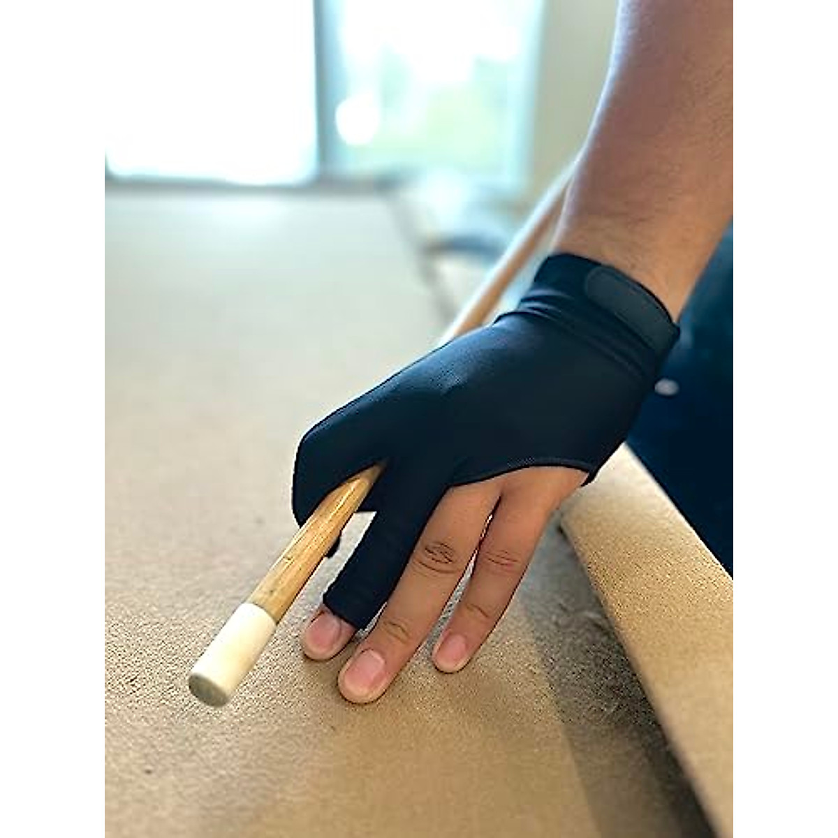 Guantes Pool Professional Breathable Billiard Glove, Quick Dry, Snooker Cue Sport for Left Hand (Black)