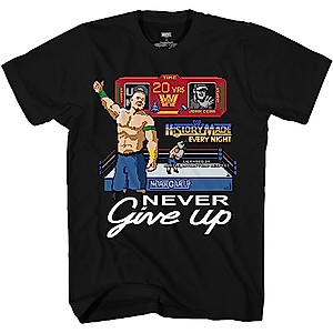 WWE John Cena Then Now Forever 8 Bit Adult T-Shirt(MD, Black)