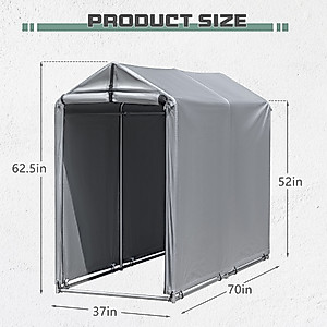 Flamaker Storage Shed 6' x 3' Metal Frame Outdoor Waterproof Carport Shelter with Rollup & Zipper Door Garage Tent for Bike, Motorcycle, Firewood