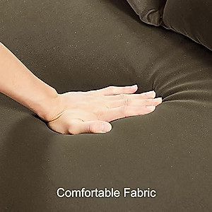 3 in 1 Convertible Sleeper Sofa Couch Bed Pull Out Couch Velvet Sofa Futon with 2 Lumbar Pillows and Adjustable Backres,Love Seat Bedroom Furniture for Small Places,Living Room,Apartment,Light Brown