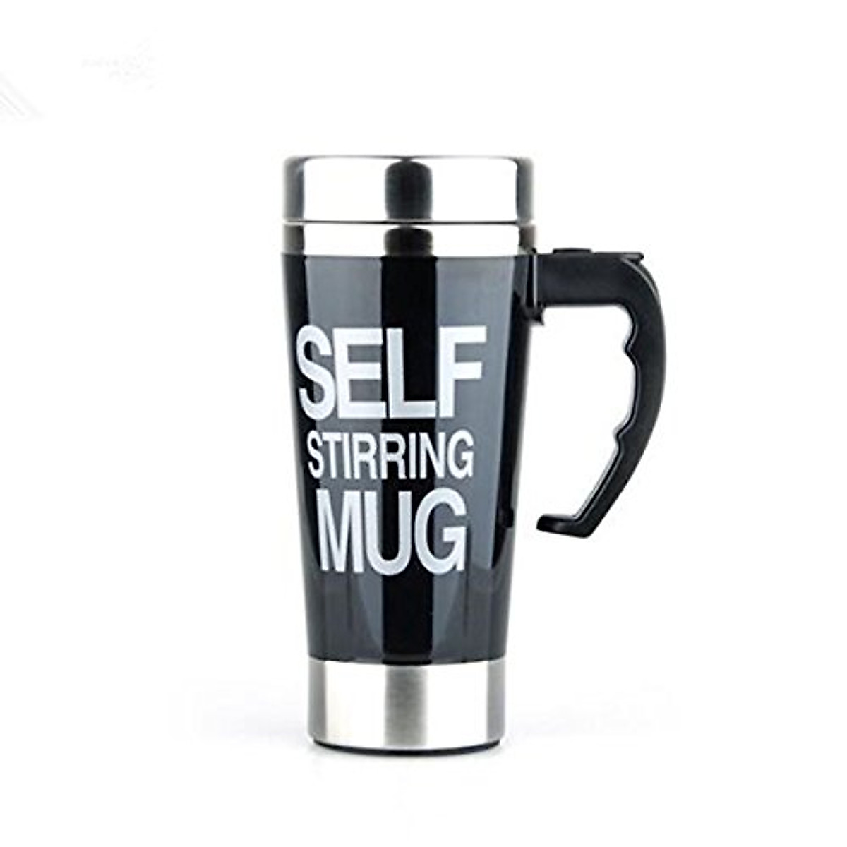 Mengshen Self Stirring Mug - Portable Lazy Auto Mixing Tea Coffee Cup Perfect For Office Home Outdoor Gift 450ml, A008A Black
