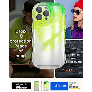 AICase iPhone 14 Pro Max Case Curly Wave Frame Cute Design with Full Camera Lens Protection,Aesthetic Kawaii Slim TPU Bumper Luxury Plated Shockproof Protective Transparent for Women Girls Men_4