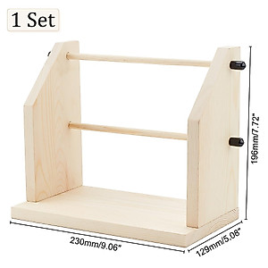 AHANDMAKER Double Revolving Yarn Holder, Handmade Wood Yarn Dispenser Horizontal Yarn Spindle Feeder or Dispenser Yarn Holder Dispenser for Crochet, Craft Supplies for Crochet and Knitting