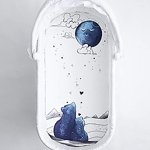 JumpOff Jo - Hypoallergenic Fitted Bassinet Sheet for Baby Boys & Girls - Rectangular, Hourglass & Oval Crib Compatible, Soft, Breathable, Machine Washable - Mama Bear Blue