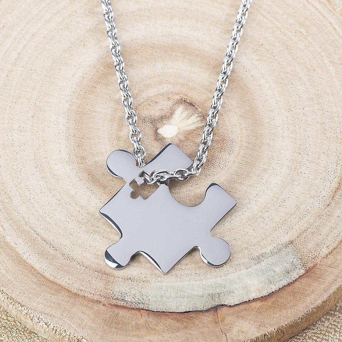 West Coast Jewelry Autism Awareness Jigsaw Puzzle Piece Stainless Steel Necklace