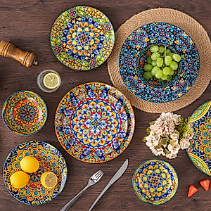 vancasso 12 Pieces Dinnerware Sets, Plates and Bowls Set, Porcelain Dishes Set for 4, Microwave and Dishwasher Safe, Scratch Resistant, Bohemian Style Dining Ware Service for 4, Series SIMI